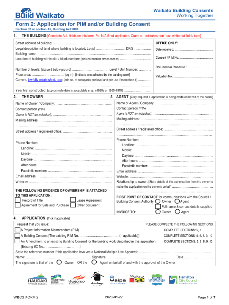 Fillable Online What is a building consent / PIM and how to apply Fax ...