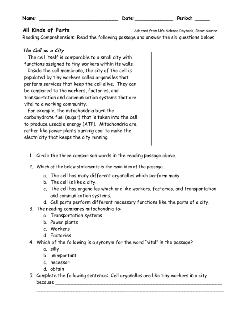 Fillable Online Great Source Science Daybooks: Student Edition, Life ...