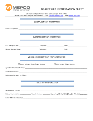Fillable Online New Dealership Information Sheet 20151120AH.docx Fax ...