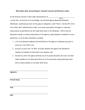 Fillable Online 2023 Open Data Annual Report GCC Letter Template Fax ...