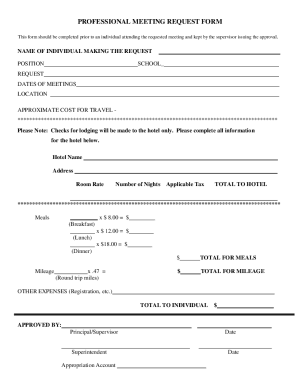 Fillable Online Professional Meeting Request Form Fax Email Print ...