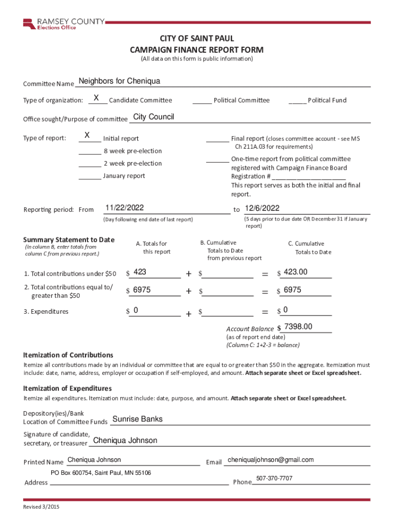 Fillable Online FEC Form 2 for Report FEC-1338703 - Federal Election ...