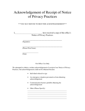 Fillable Online Acknowledgement of Receipt of Notice Fax Email Print ...