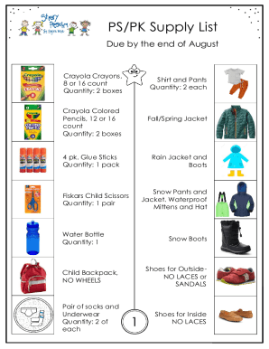 Fillable Online PRE-K SUPPLY LIST Fax Email Print - pdfFiller