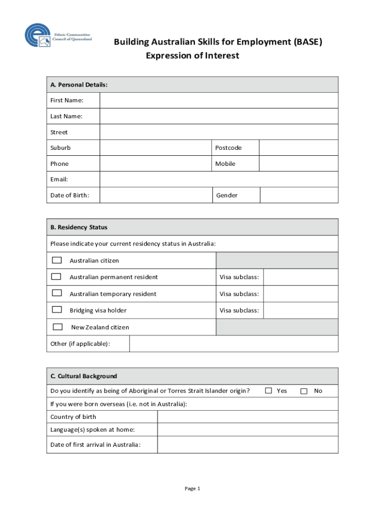 Fillable Online Building Australian Skills for Employment (BASE ...