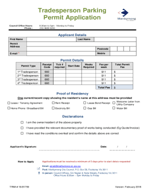 Fillable Online Tradesperson Parking Permit Online Application Form Fax Email Print - pdfFiller