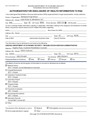 Fillable Online RSA-1312A - Authorization for Disclosure of Health Information to RSA.pdf Fax ...