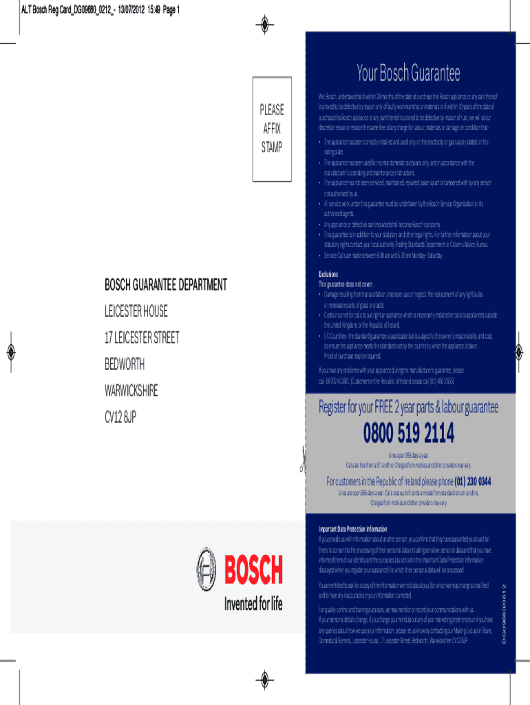 Fillable Online Bosch 300 Series 24 in Front Control Built-In Stainless ... Fax Email Print ...