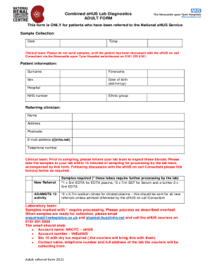 Fillable Online Combined aHUS Lab Diagnostics ADULT FORM Fax Email ...