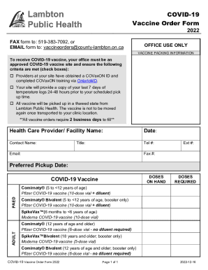 Fillable Online LPH General Vaccine Order Form Fax Email Print - pdfFiller