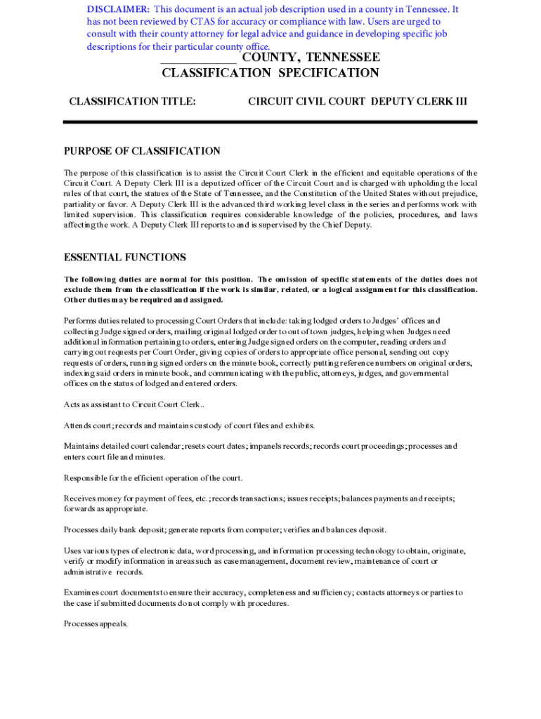 Fillable Online Circuit Civil Court Deputy Clerk III Fax Email Print ...