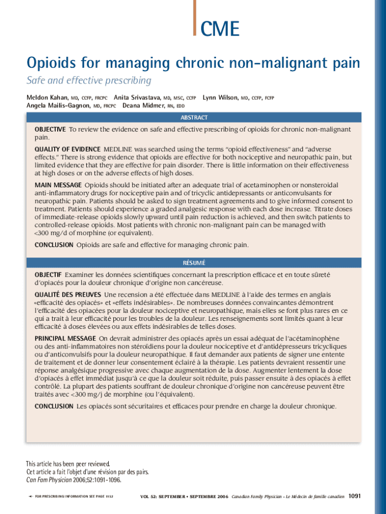 Fillable Online Opioids for managing chronic non-malignant pain Fax ...