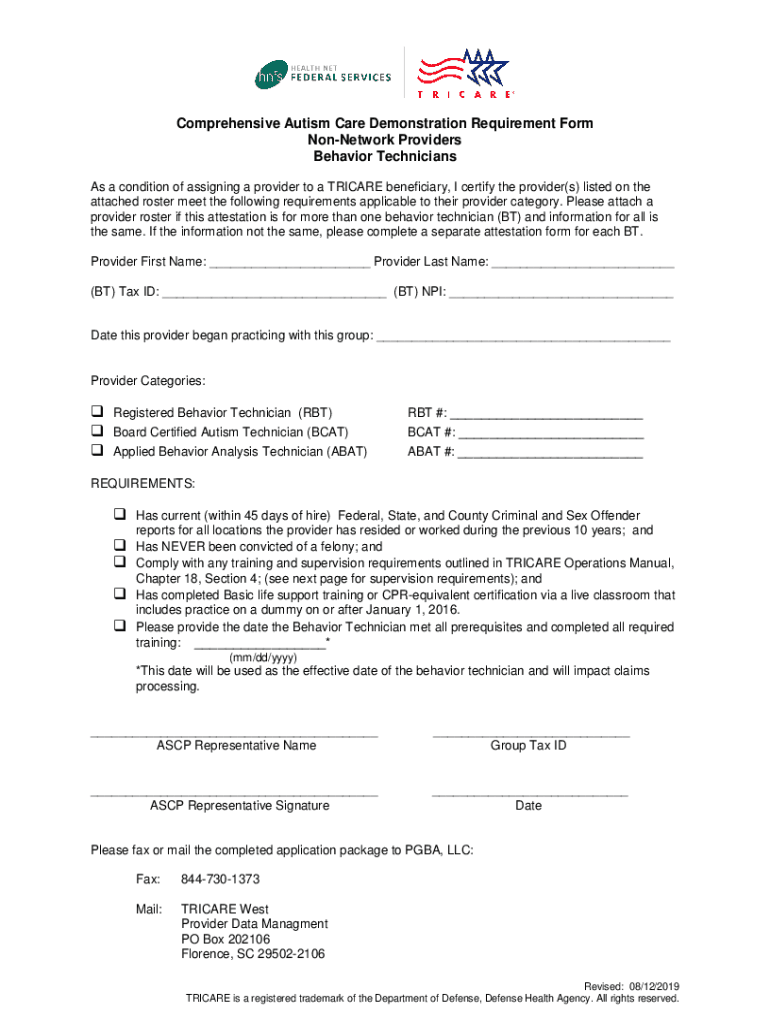 Fillable Online Applied Behavior Analysis Provider Types and ...