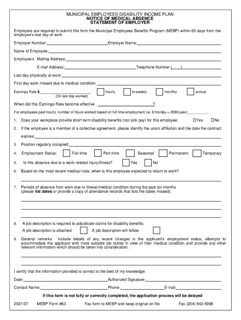 Fillable Online Notice of Medical Absence Fax Email Print - pdfFiller