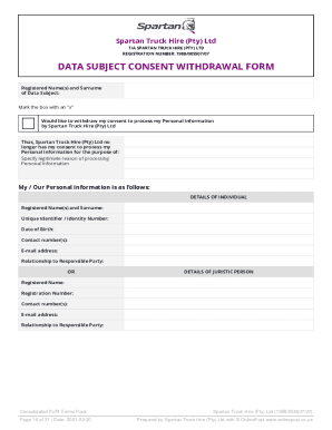 Fillable Online DATA SUBJECT CONSENT WITHDRAWAL FORM Fax Email Print ...