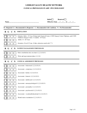 Fillable Online clinical privileges in ahp - psychologist Fax Email ...