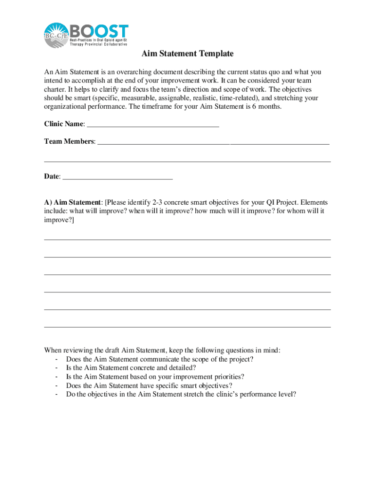 Fillable Online Aim Statement Template - STOP HIV/AIDS Fax Email Print - pdfFiller