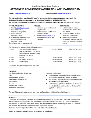 Fillable Online attorneys admission examination application form ...