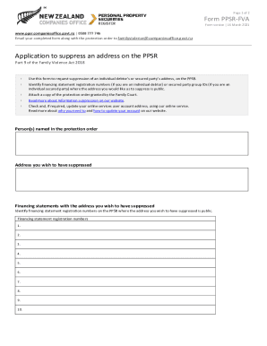 Fillable Online Form PPSR-FVA - Application to suppress an address on ...
