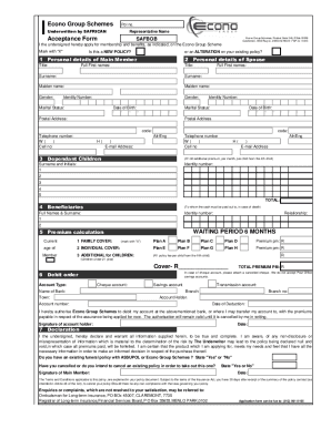 Fillable Online Econo Group Schemes - Acceptance Form Fax Email Print ...