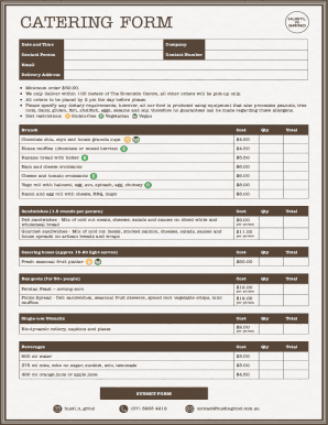 Fillable Online CATERING FORM Fax Email Print - pdfFiller