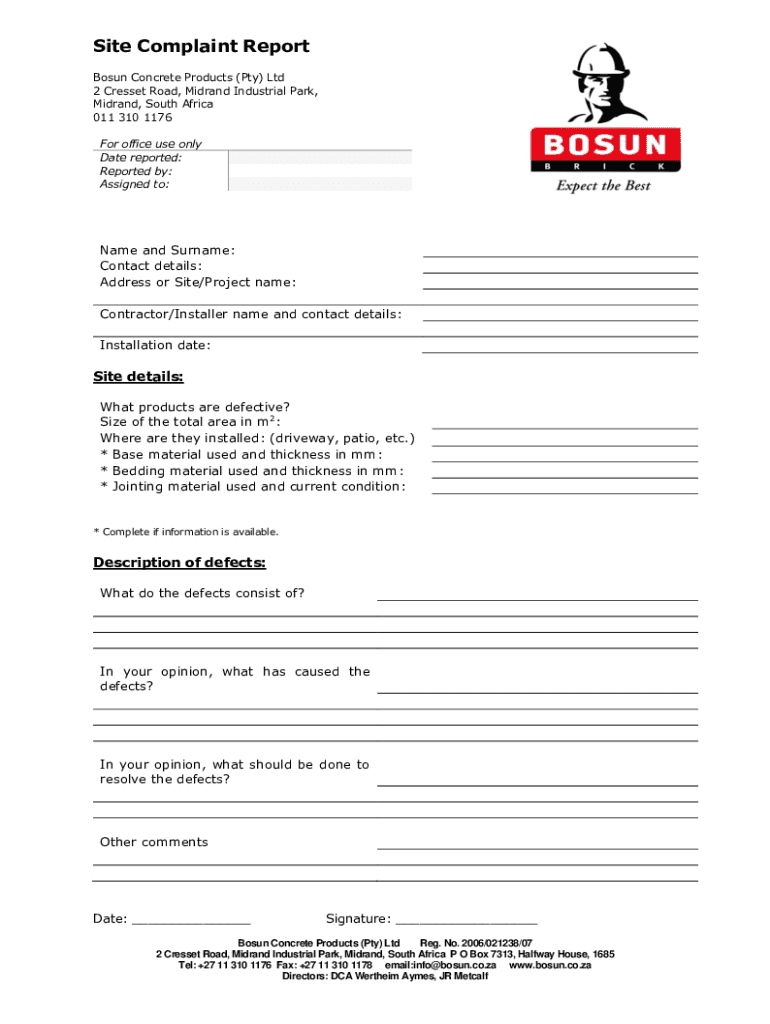 Fillable Online Bosun Midrand - Contact Us - Paving, Kerbs & Retaining ...