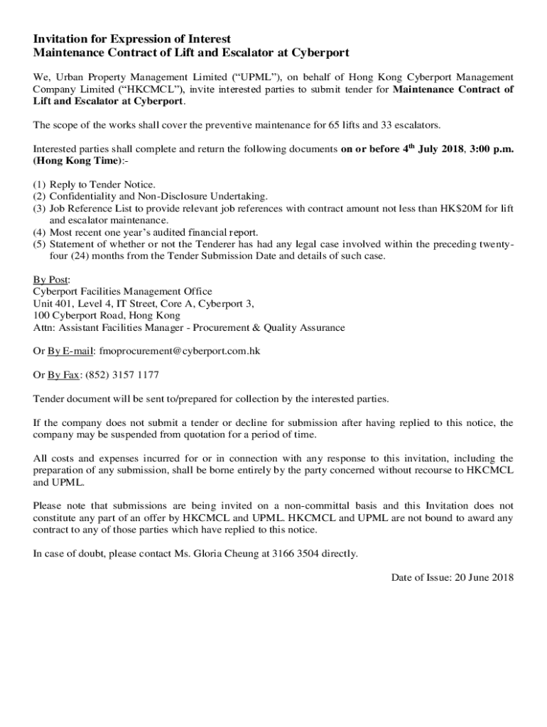 Fillable Online Sample Contracts for Procurement of Comprehensive Lift ...