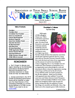 Fillable Online ASSOCIATION OF TEXAS SMALL SCHOOL BANDS - Newsletter ...