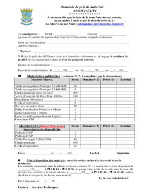Remplissable En Ligne Fiche de demande de prt de matriel pour les ...
