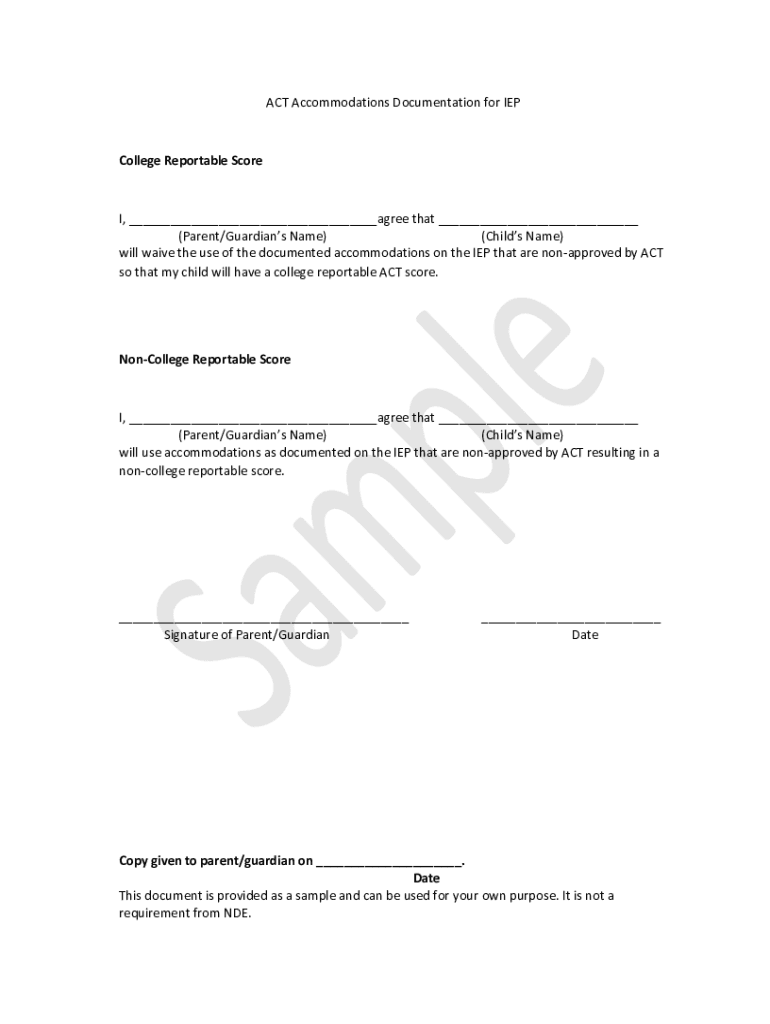 Fillable Online ACT Test Policies, Calculator Usage, and Accommodations ...