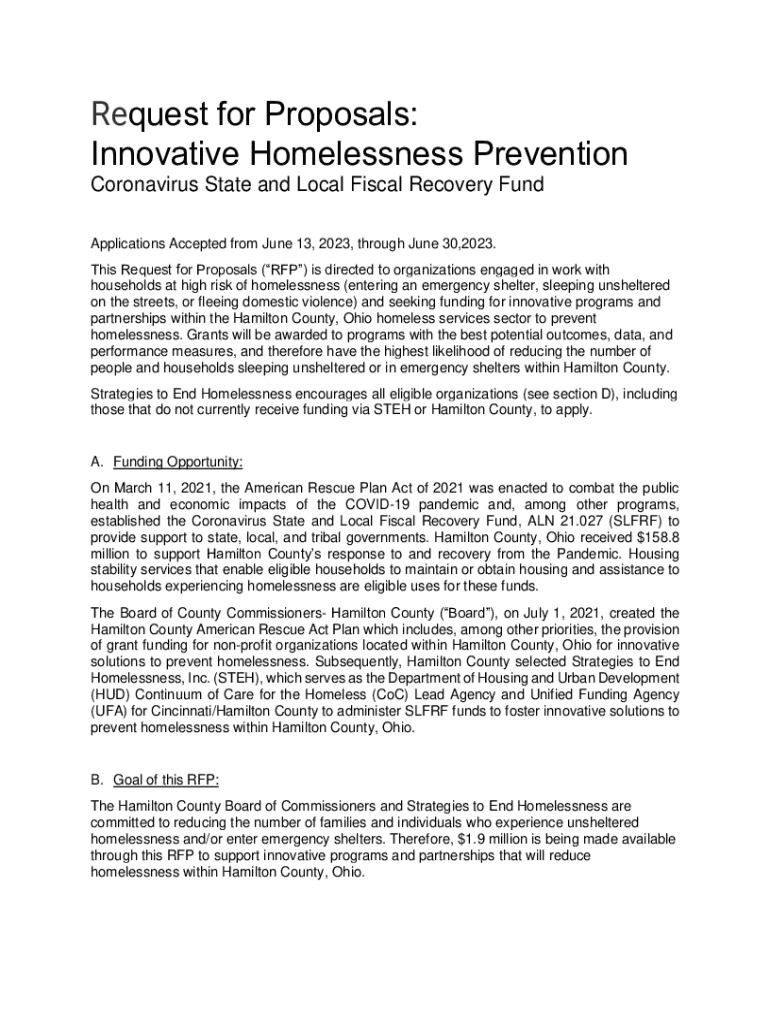 Fillable Online Request for proposals for homeless prevention services ...