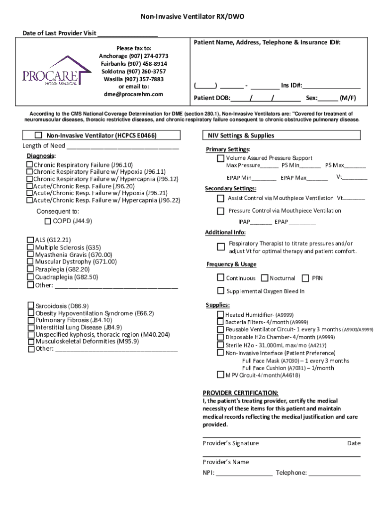 Fillable Online Procare Home Medical in Fairbanks - Location, Contact ...