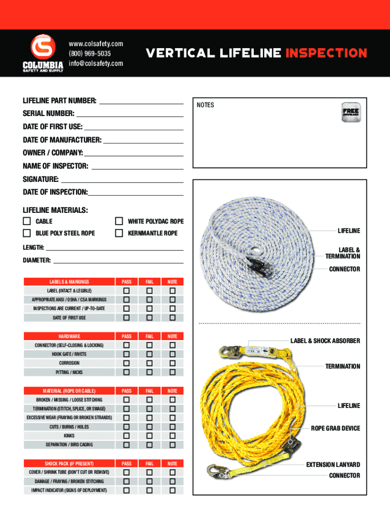 Fillable Online Self-Retracting Lifelines - Columbia Safety and Supply ...