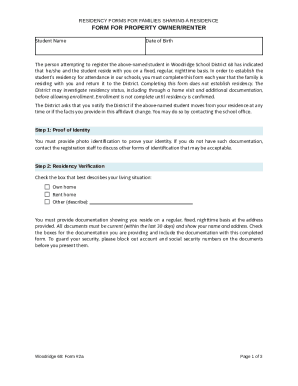 Fillable Online Residency Forms 2a - Sharing a Residence-Property Owner ...