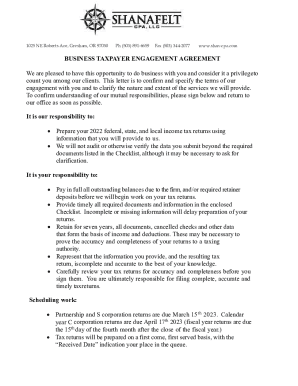 Fillable Online individual taxpayer engagement agreement Fax Email ...