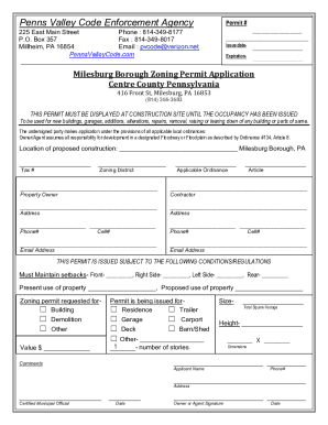Fillable Online Penns Valley Code Permit Form Fax Email Print - pdfFiller