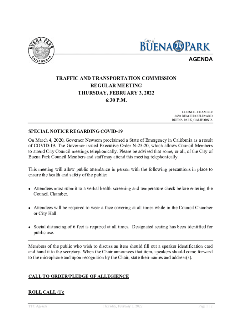 Fillable Online TRAFFIC AND TRANSPORTATION COMMISSION Fax Email Print - pdfFiller