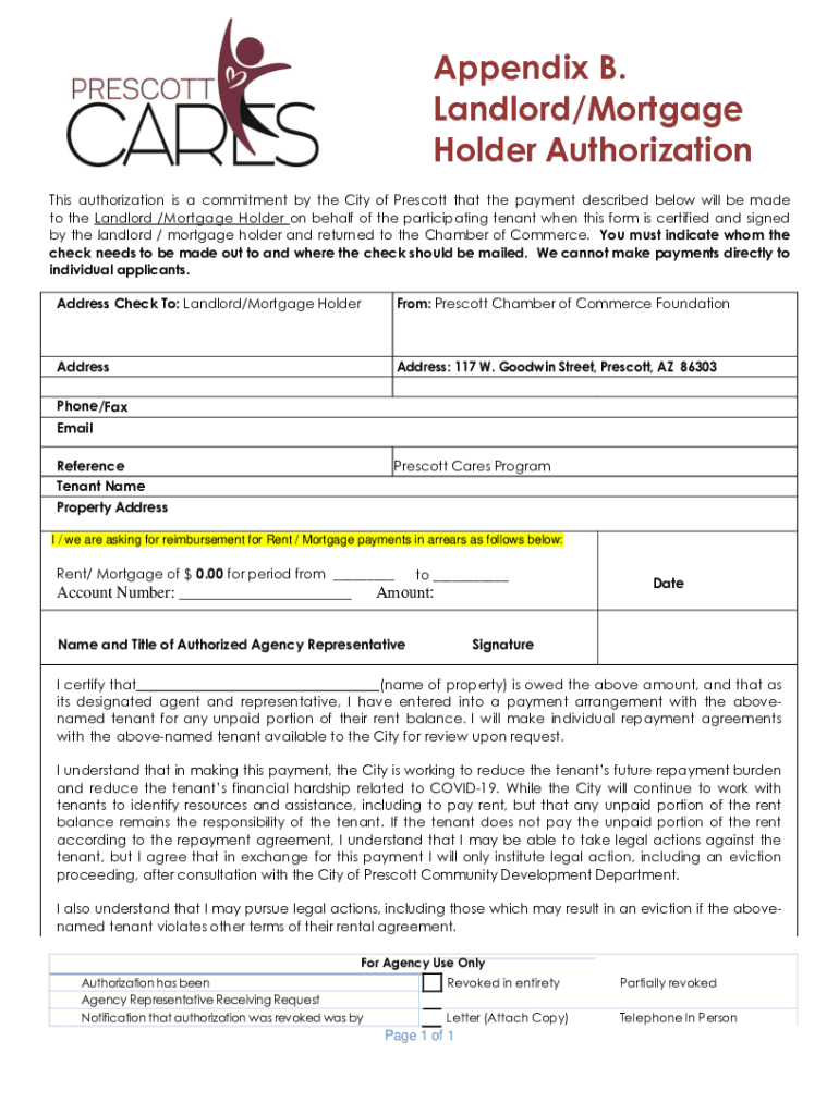 Fillable Online Appendix B. Landlord/Mortgage Holder Authorization Fax Email Print - pdfFiller