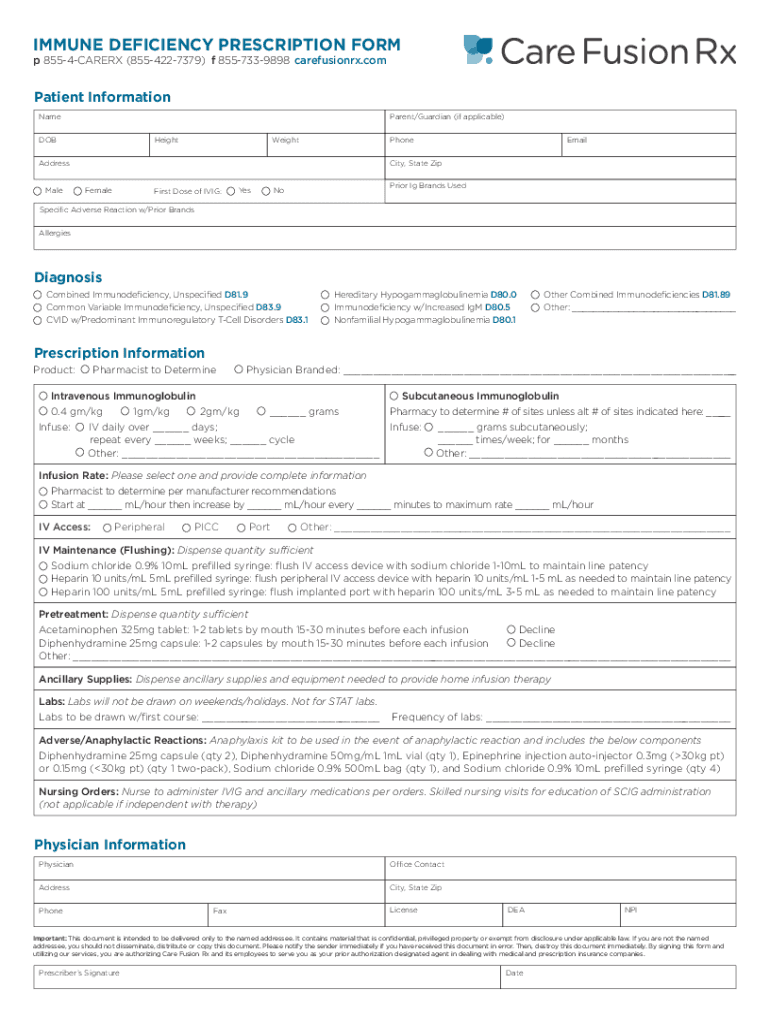 Fillable Online Care Fusion Rx: Individualized Patient Care Fax Email ...