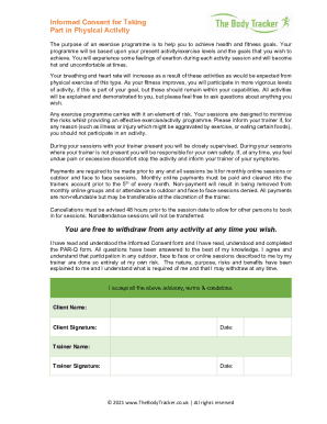 Fillable Online Informed Consent Form Template for Personal Trainers ...