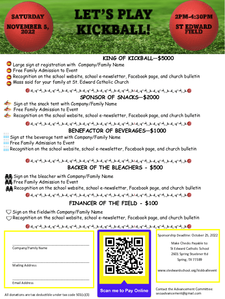 Fillable Online LET'S PLAY KICKBALL! Fax Email Print - pdfFiller