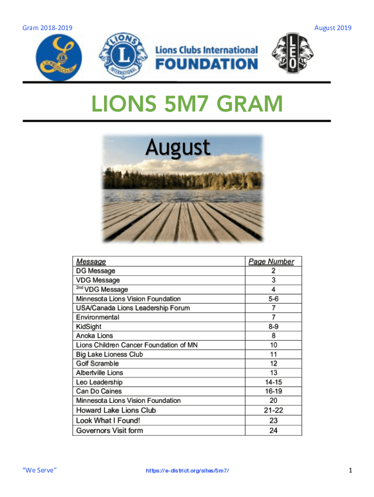 Fillable Online LIONS 5M7 GRAM MidWinter Convention - e-district.org ...