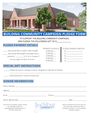 Fillable Online TOGETHER WE BUILD CAMPAIGN PLEDGE FORM Fax Email Print ...