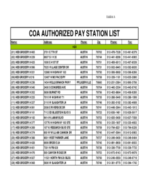 Fillable Online COA AUTHORIZED PAY STATION LIST Fax Email Print - pdfFiller