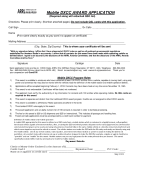 Fillable Online Mobile DXCC AWARD APPLICATION Fax Email Print - pdfFiller
