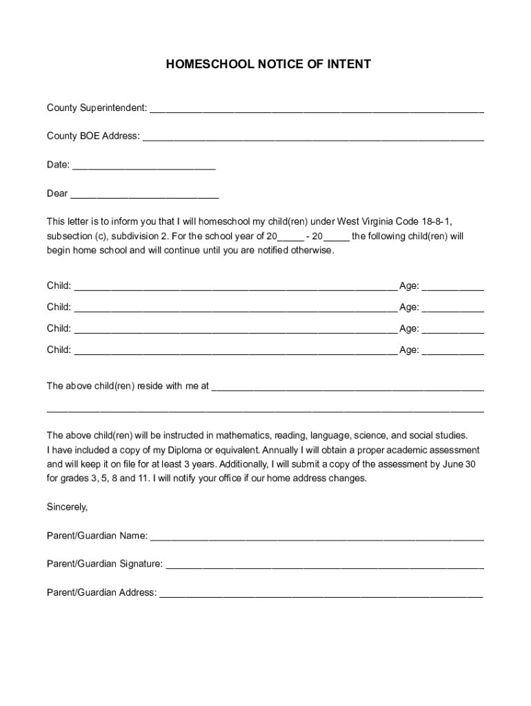 Fillable Online Home School NotificationSchoolmarm Ohio Fax Email Print ...