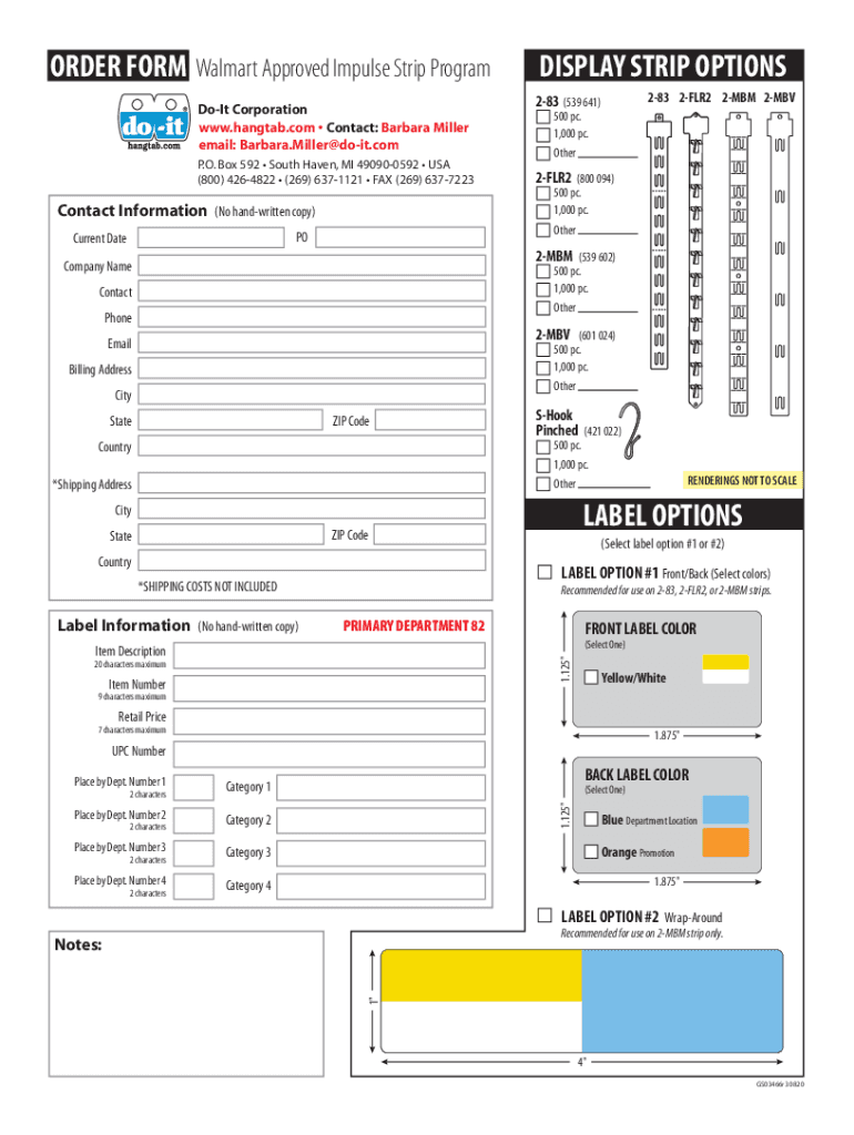 Fillable Online Fillable Online GS03287r2a Walmart Strip Label Order Fax Email Print - pdfFiller