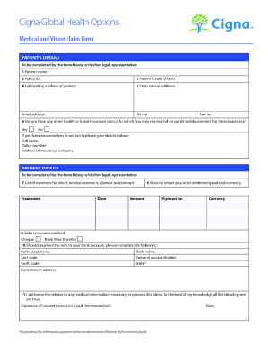 Fillable Online MEDICAL AND VISION CLAIM FORM Fax Email Print - pdfFiller
