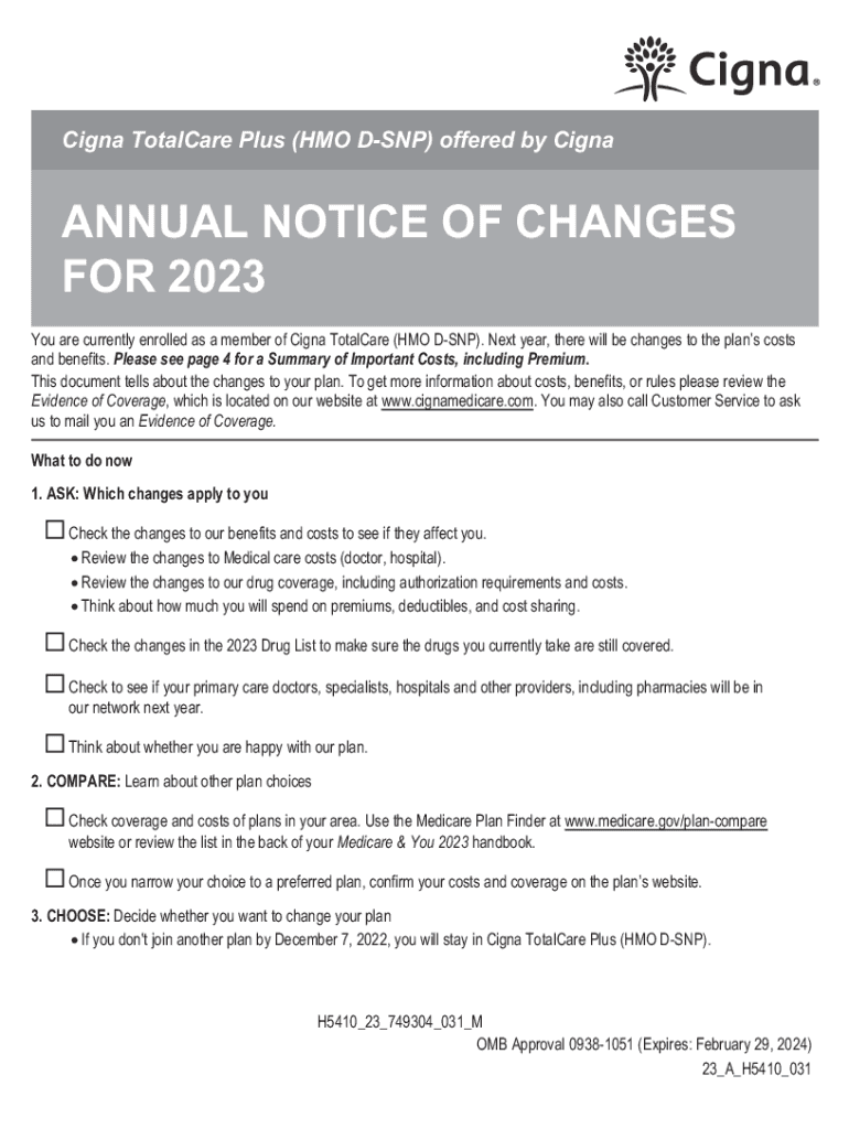 Fillable Online Cigna TotalCare Plus (HMO D-SNP) Fax Email Print ...