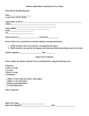 Fillable Online LHS Community Service Form Fax Email Print - pdfFiller